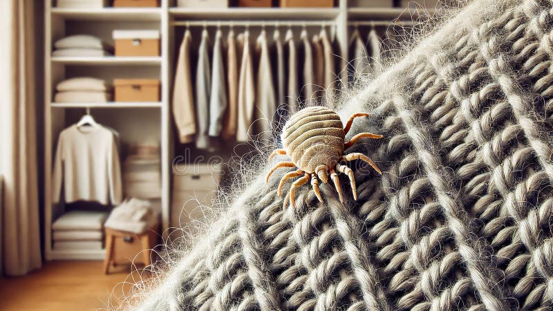 Dust Mites on a Wool Sweater, with the Background Showing a Wardrobe ...