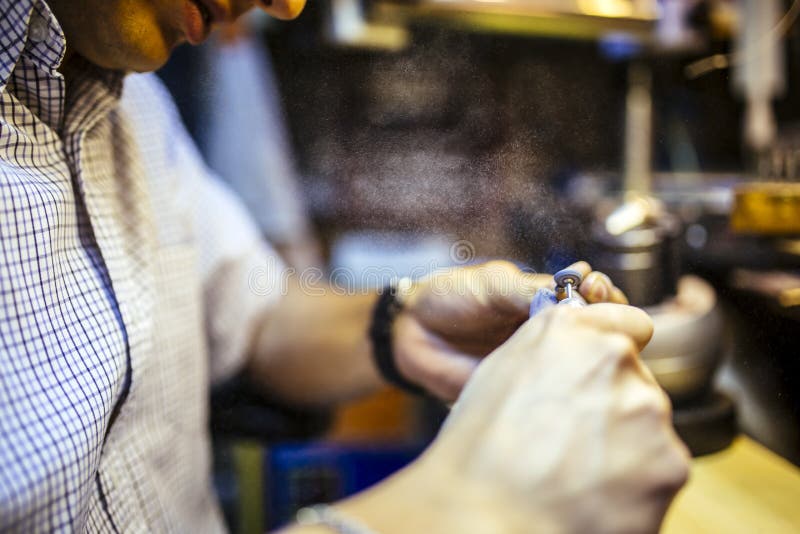 Dust and Particles Flying while Working Stock Image - Image of debris ...