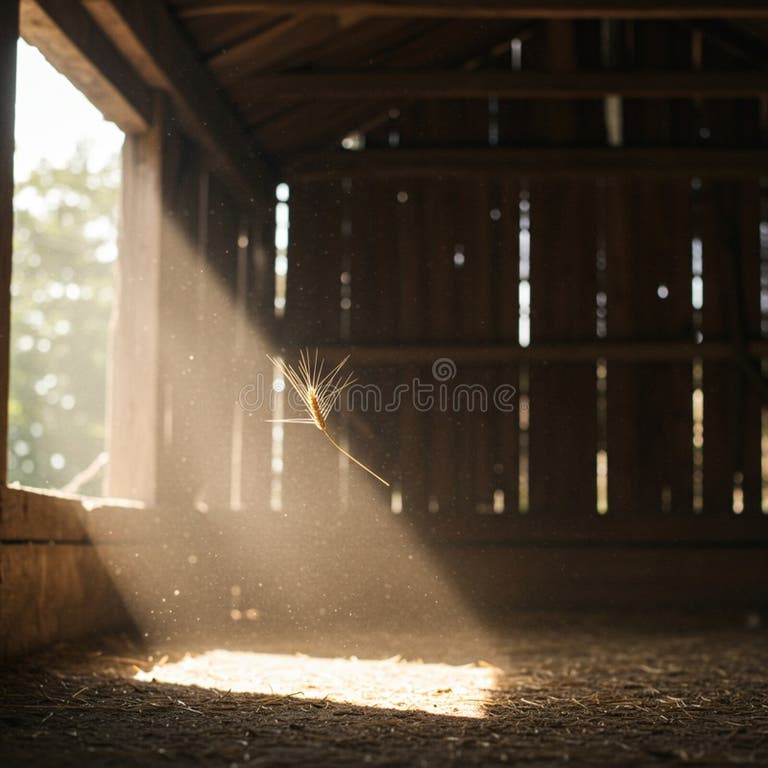 Dust Particles and a Single Seed Float in a Shaft of Sunlight Inside a ...