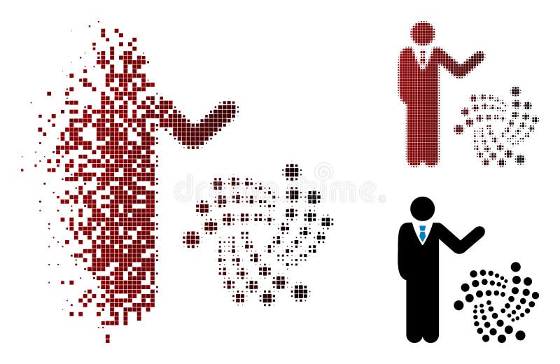 Dust Pixel Halftone Businessman Show Iota Icon Stock Vector ... Dust Pixel Halftone Businessman Show Iota Icon Stock Vector ...