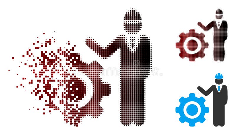 Dust Pixel Halftone Engineer with Gear Icon Stock Vector - Illustration ... Dust Pixel Halftone Engineer with Gear Icon Stock Vector - Illustration ...