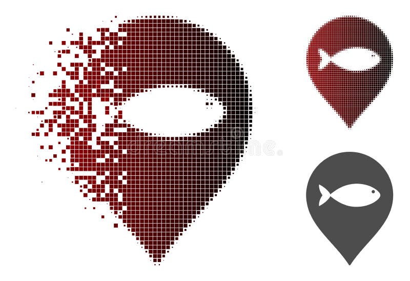Dust Pixel Halftone Fish Marker Icon Stock Vector - Illustration of ...