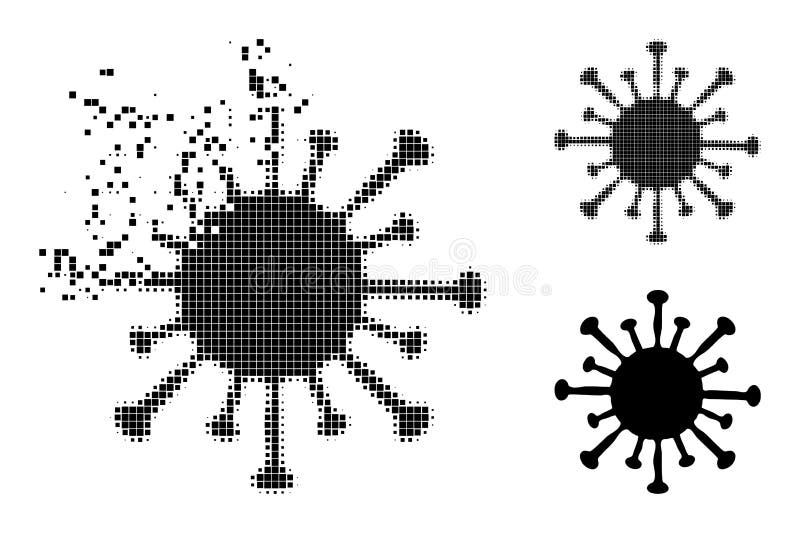 Dust Pixelated Coronavirus Glyph with Halftone Version Stock Vector ...