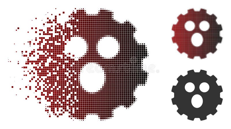 Dust Pixelated Halftone Surprized Smiley Gear Icon Stock Vector ...