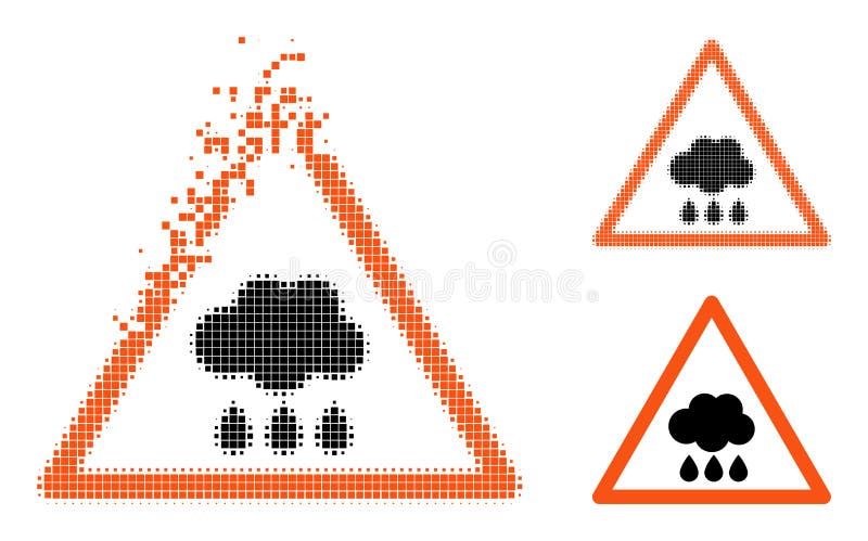 Dust Pixelated Rain Warning Icon with Halftone Version Stock Vector ...