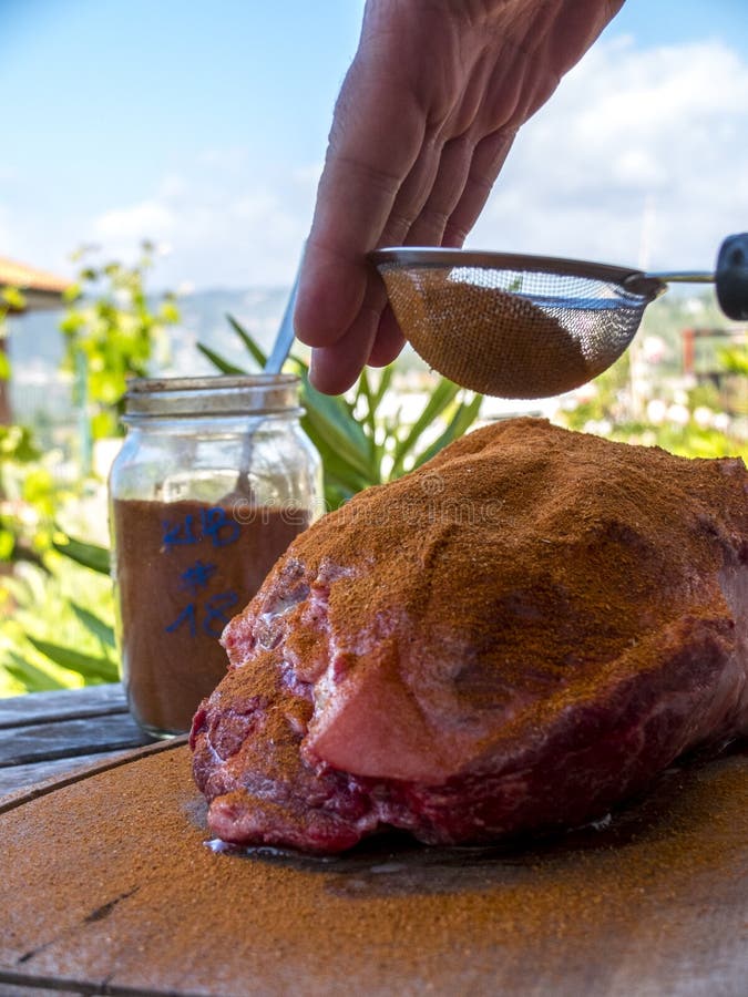 Dust the Pork with a Mixture of Spices Stock Image - Image of spices ...