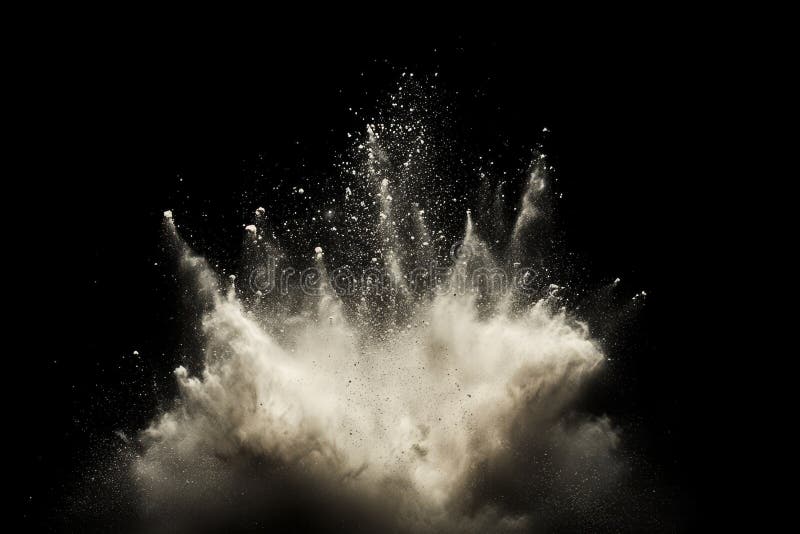 Dust Powder Particles Explosion, on Black Background. Stock Photo ...