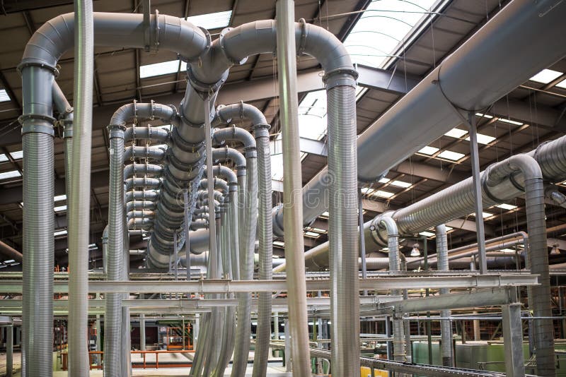 Dust Removal Pipe in the Factory Stock Image - Image of metal ...