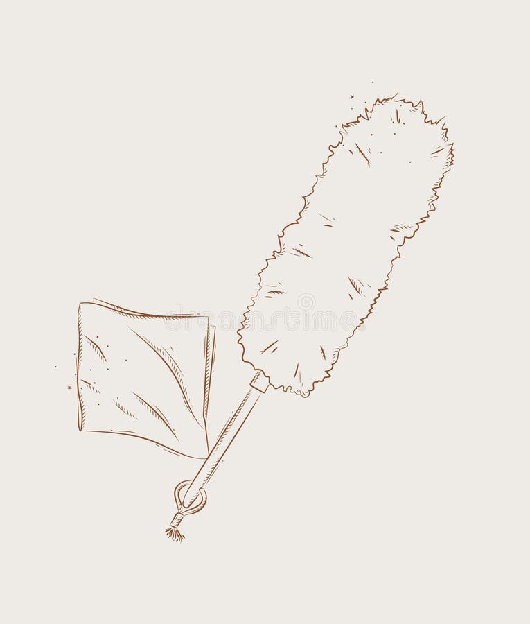 Dust Remover Tool and Wipes Composition Beige Stock Vector ...