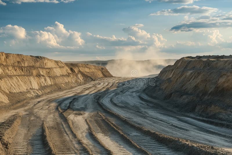Dust Rising from Mining Operations in Large Quarry Stock Illustration ...