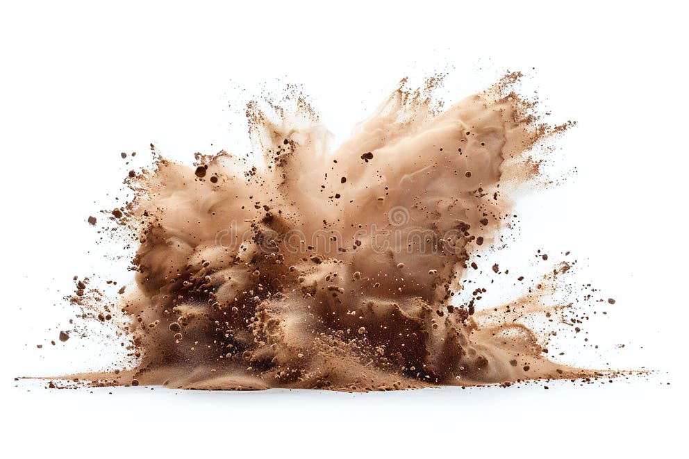 Dust Sand Splash Wave Cloud of Brown Beach Particles Isolated on White ...