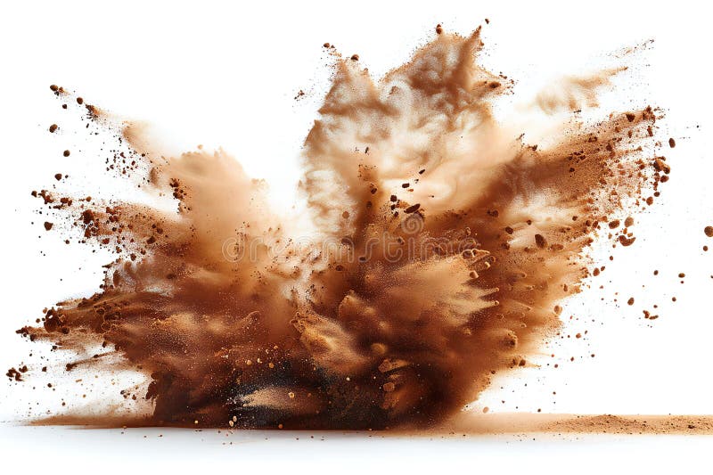 Dust Sand Splash Wave Cloud of Brown Beach Particles Isolated on White ...