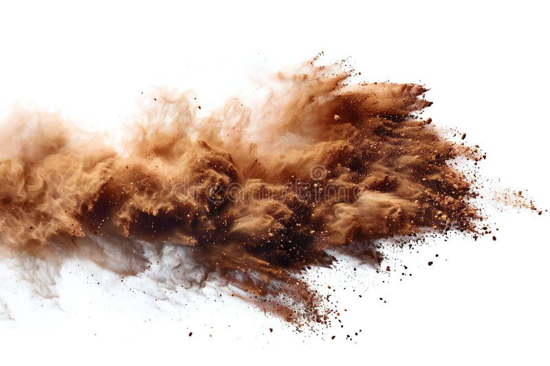 Dust Sand Splash Wave Cloud of Brown Beach Particles Isolated on White ...