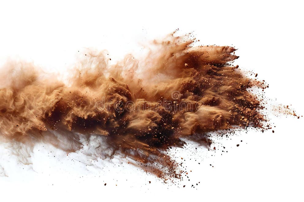 Dust Sand Splash Wave Cloud of Brown Beach Particles Isolated on White ...