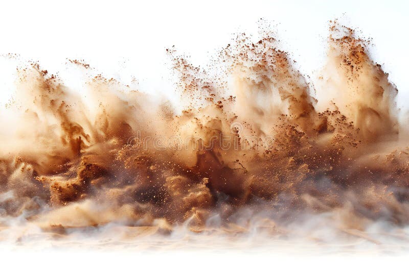 Dust Sand Splash Wave Cloud of Brown Beach Particles Isolated on White ...