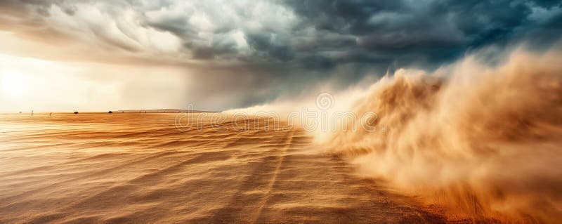 Dust from Sandstorm Sweeping Across a Desert Plain. Stock Photo - Image ...