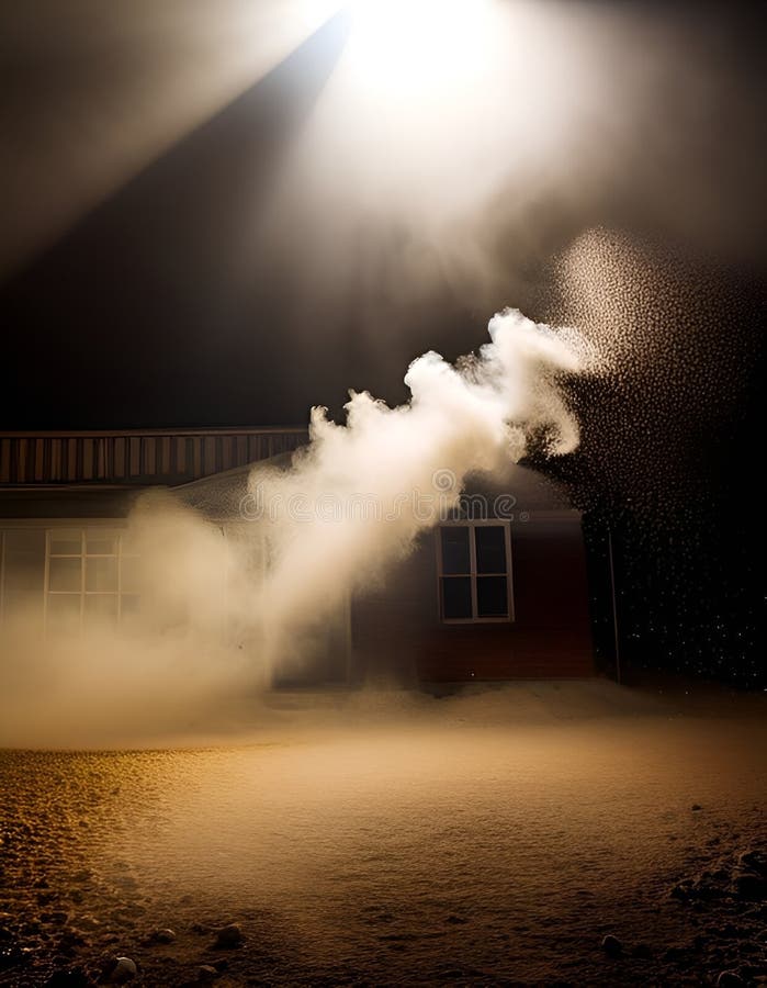 Dust and Smoke in the Light of Lanterns at Night Stock Illustration ...