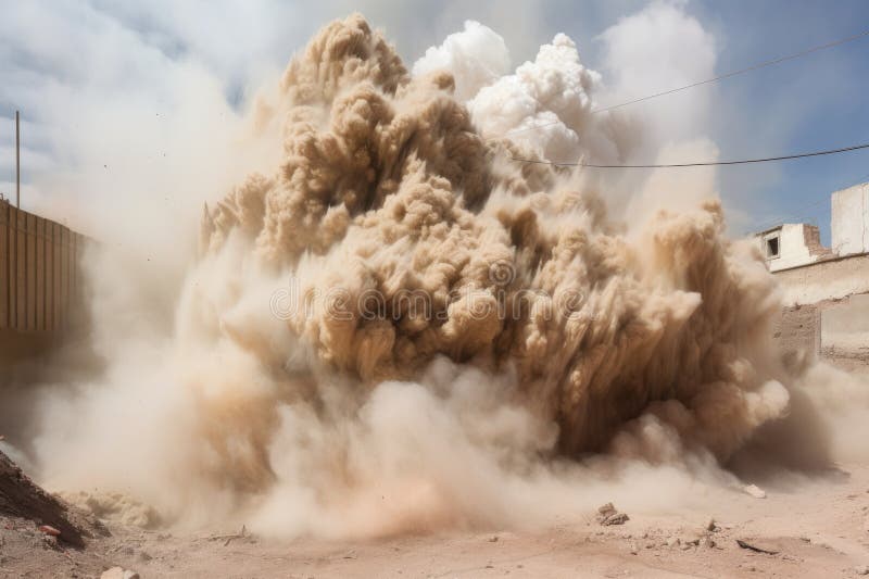 Dust and Smoke Rising from a Collapse Site Stock Illustration ...