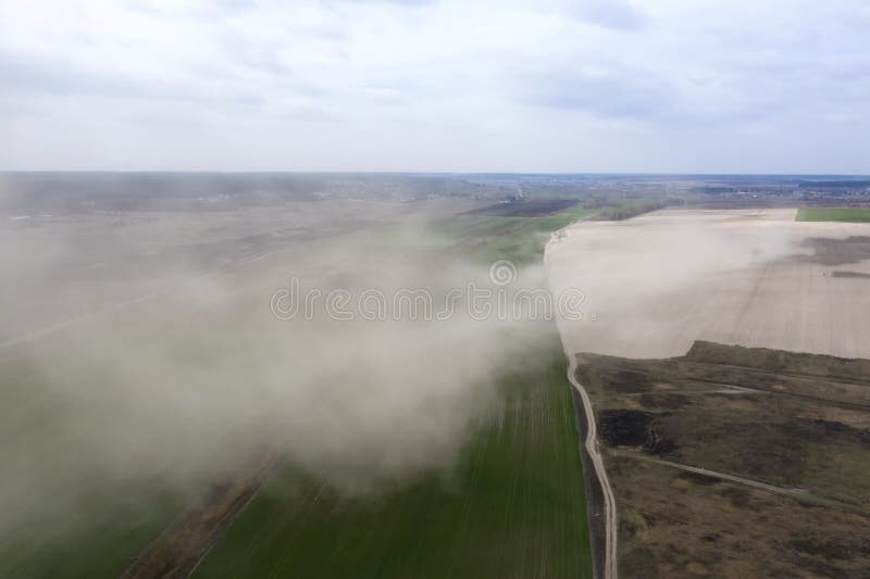 Dust Storm on an Agricultural Field. Drone View Stock Image - Image of ...