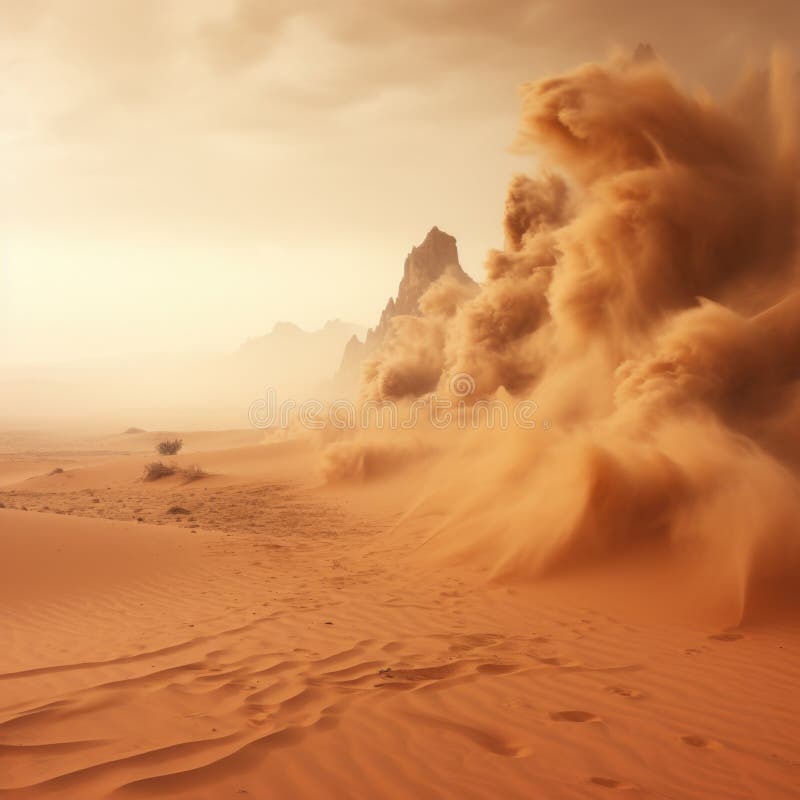 Dust storm in the desert stock illustration. Illustration of rock ...