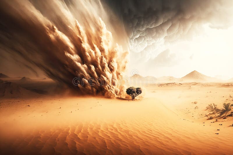 A Dust Storm in the Desert. Stock Illustration - Illustration of ...