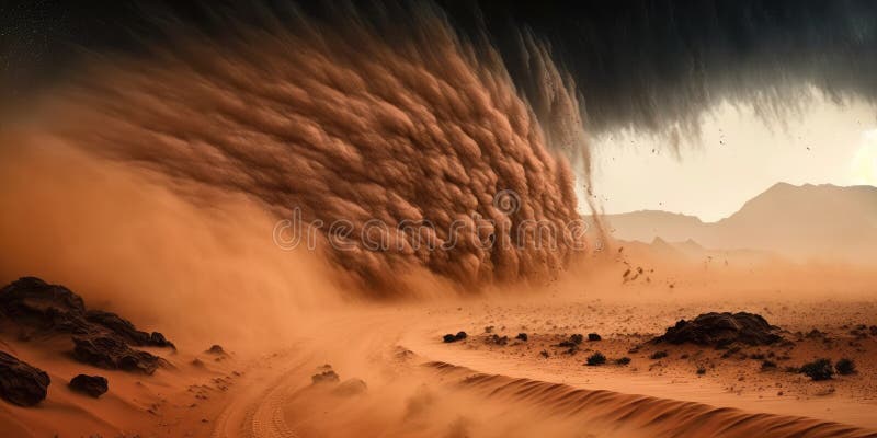 A Dust Storm in the Desert stock illustration. Illustration of sand ...