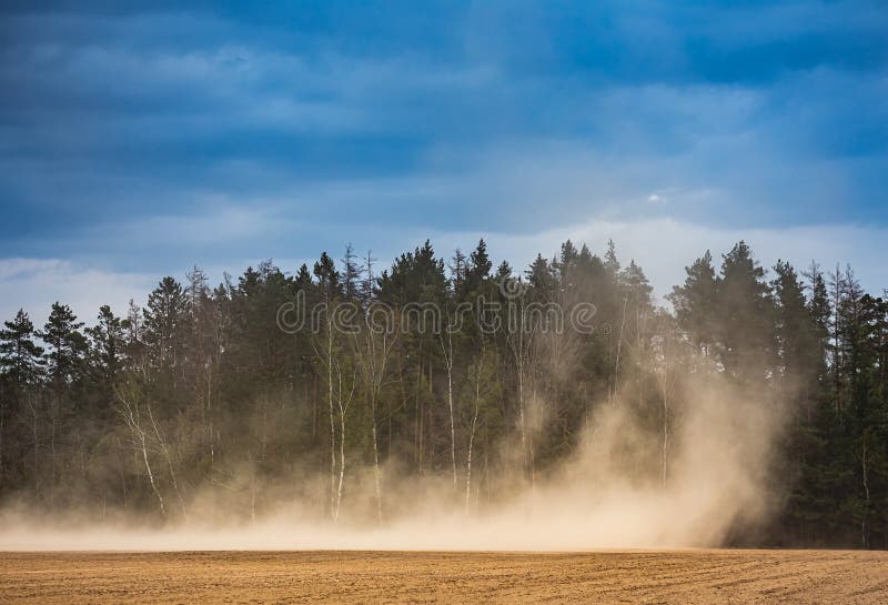 Dust Storm in Dry Fields, Dry Weather Infuenced by Climate Change Stock ...
