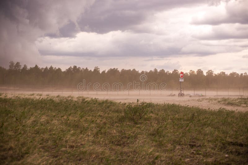 Dust Storm in an Open Field in Spring Stock Image - Image of grass ...