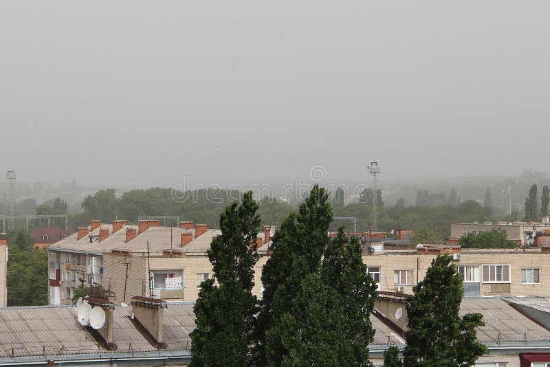 Dust Storm Over the City and the Dust Pollution Stock Photo - Image of ...