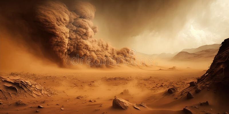 A Dust Storm on Planet Mars Stock Illustration - Illustration of ...