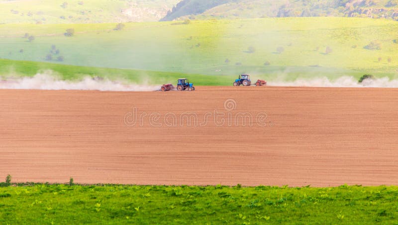 Dust from a Tractor Working in a Field in Spring Stock Image - Image of ...