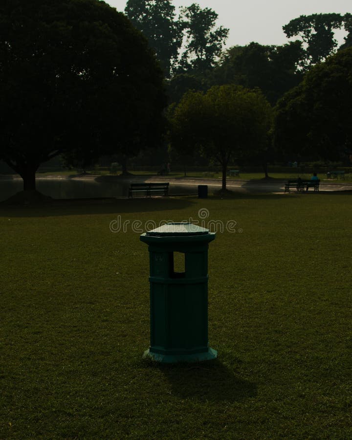 A dustbin in a clean area stock photo. Image of darkness - 251060354