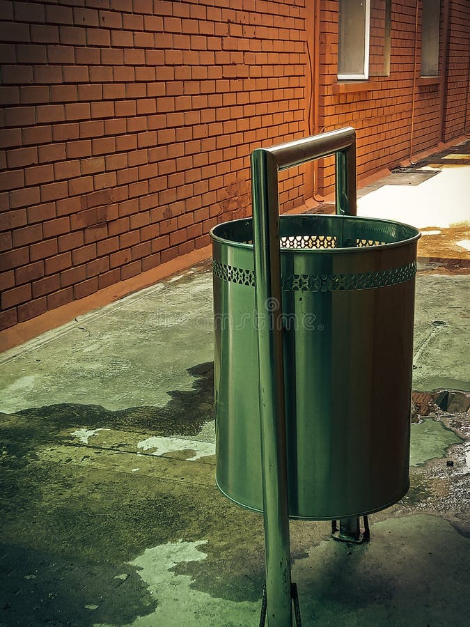 Dustbin Outside Office, Public Dustbin Ideas, Steel Trash Stock Image ...