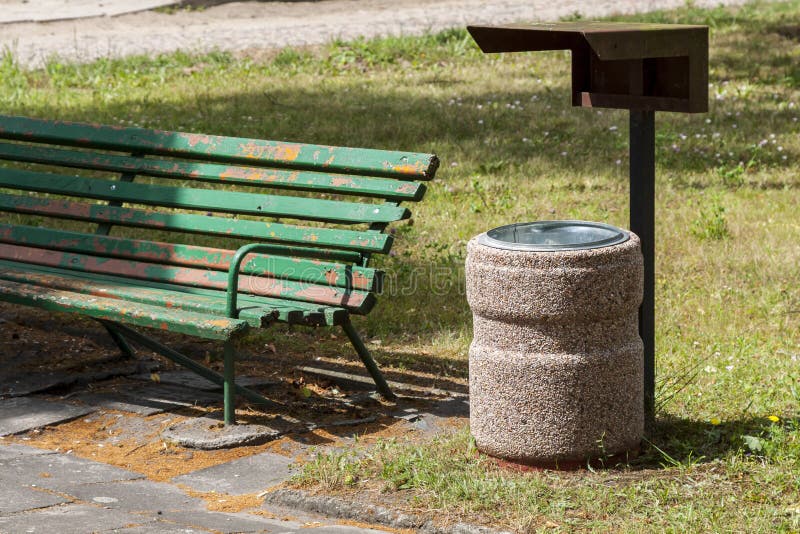 Dustbin in the park. stock image. Image of container - 58586243