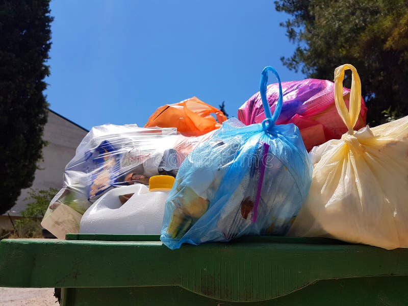 Dustbin Plastic Bags Rubbish Garbage in an Open Bin Stock Photo - Image ...
