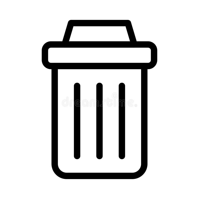 Dustbin Vector Color Line Icon Stock Vector - Illustration of recycle ...