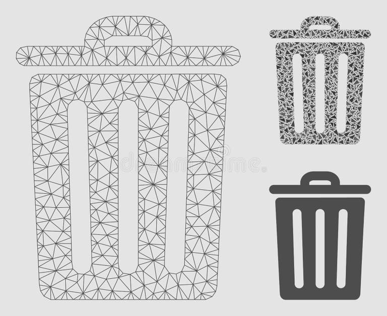 Dustbin Vector Mesh 2D Model and Triangle Mosaic Icon Stock Vector ...