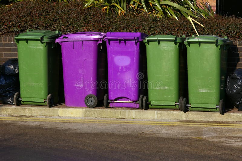 Dustbins 01 stock photo. Image of round, purple, dust, liverpool - 835374