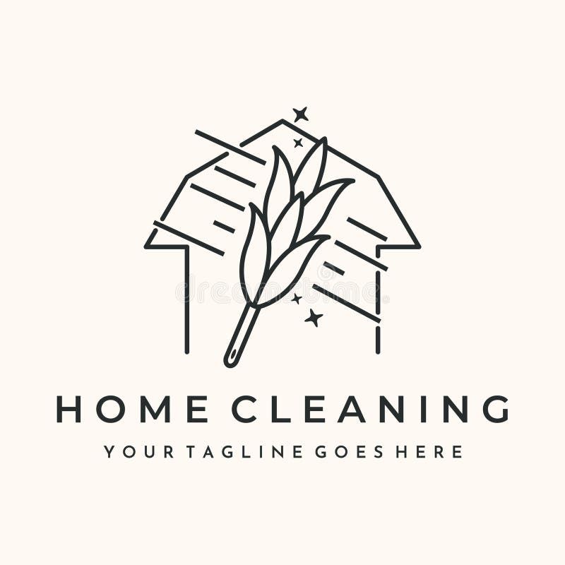 Duster Home Clean Line Art Logo Vector Minimalist Illustration Design ...
