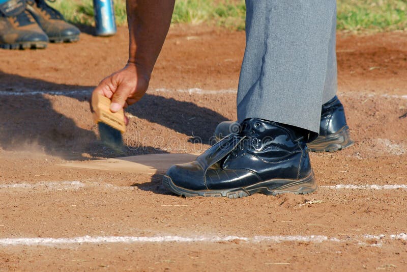Dusting Home Plate stock image. Image of referee, brush - 5225155