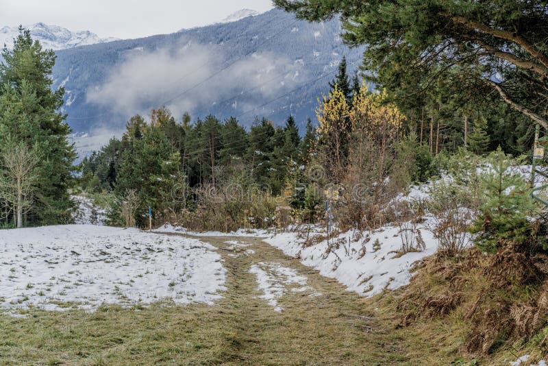 Dusting of Light Snow in a Mountain Landscape Stock Image - Image of ...