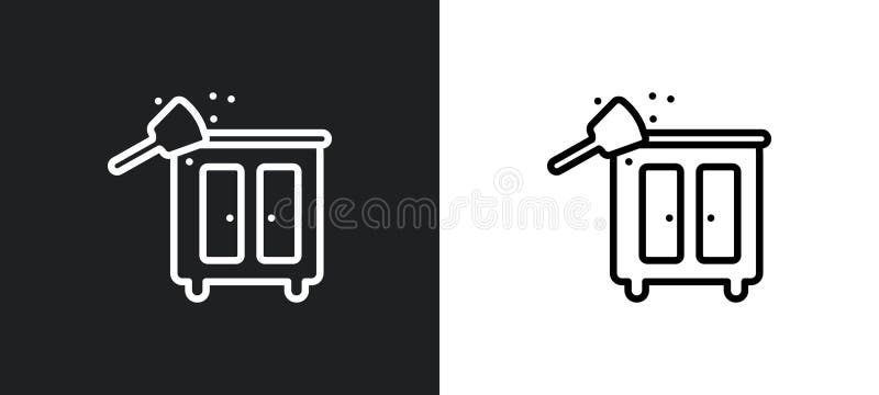 Dusting Outline Icon in White and Black Colors. Dusting Flat Vector ...