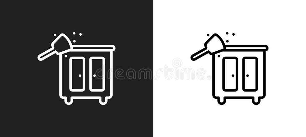Dusting Outline Icon in White and Black Colors. Dusting Flat Vector ...