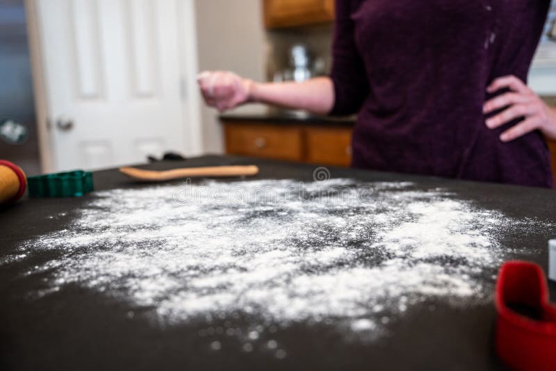 Dusting a Surface with Flour for Baking Stock Image - Image of pressed ...