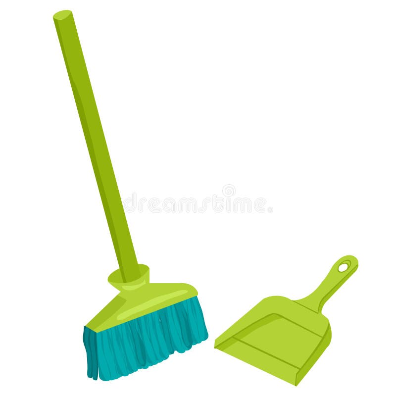 Dustpan and broom stock vector. Illustration of retro - 49120510