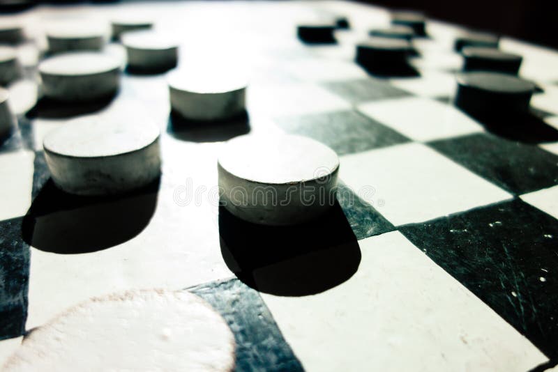 Dusty Ancient Wooden Checkers with Shallow Background Stock Photo ...