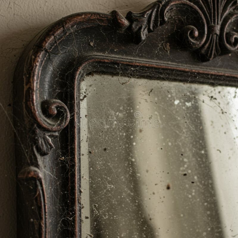 Dusty Antique Ornate Mirror with Dark Frame Stock Illustration ...