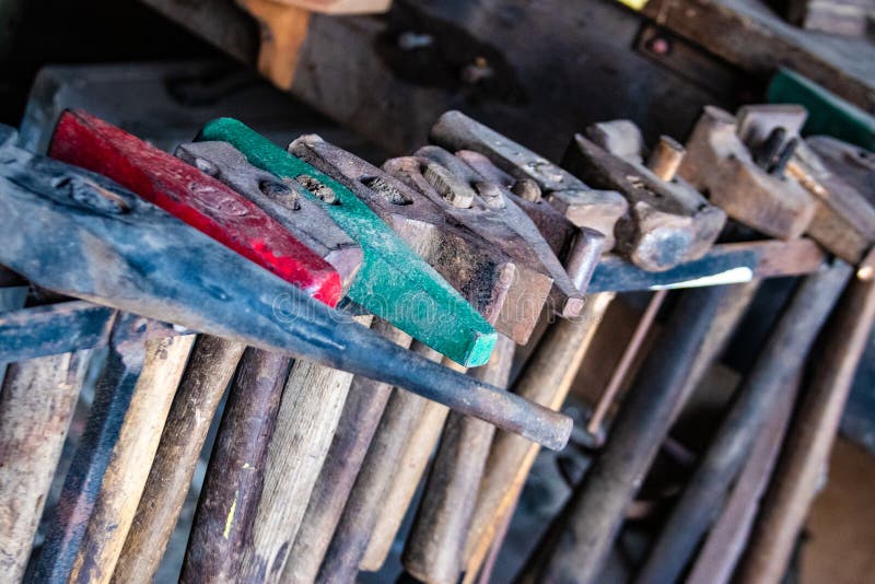 Antique Tools and Sledge Hammers in an Secondhand Shop. Stock Image ...