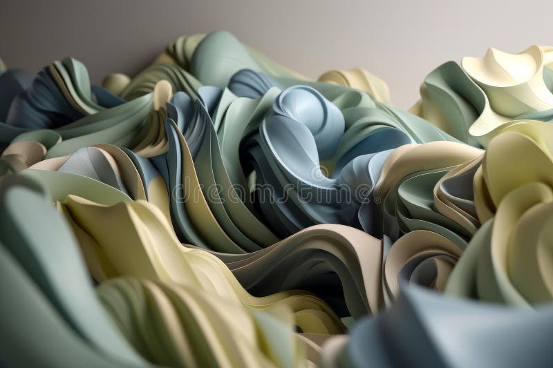 Dusty Blue & Olive Green Twisted Waves: a Modern 3D Render with Unreal ...