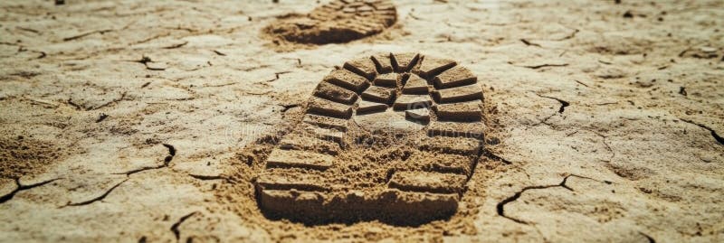 Dusty Boot Prints on Dry Ground Reflect the Perseverance and Effort of ...
